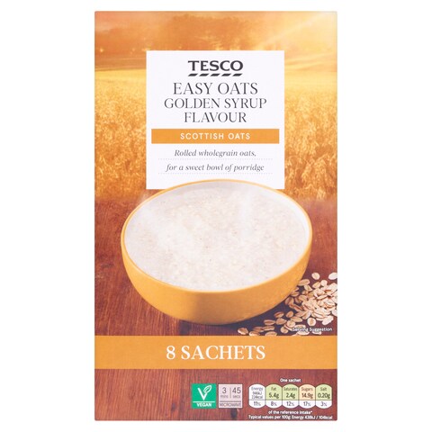 Tesco Easy Oats Golden Syrup Flavour 8X36g - Tesco Groceries