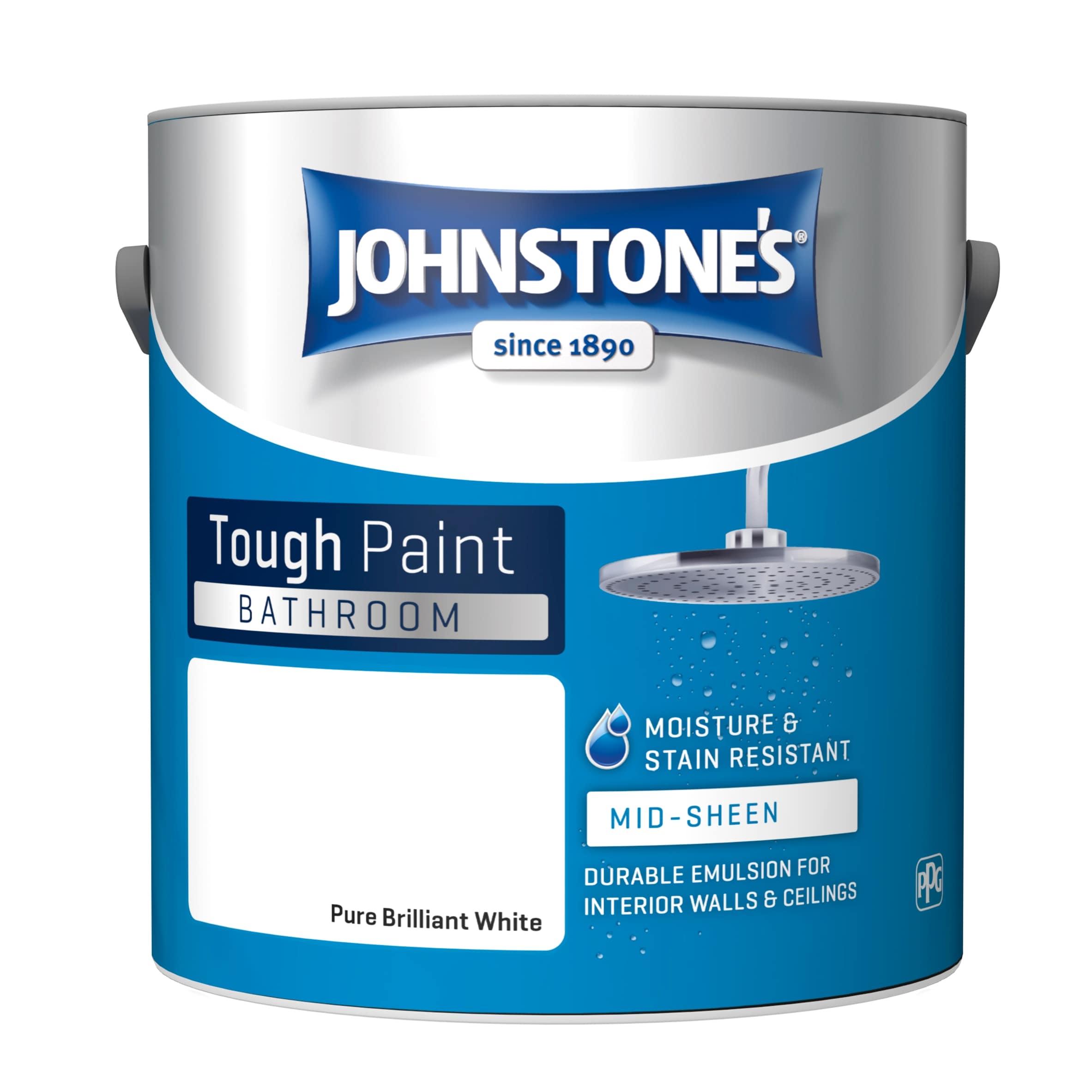 JOHNSTONES PURE BRILLIANT WHITE BATHROOM PAINT 2.5L - Tesco Groceries