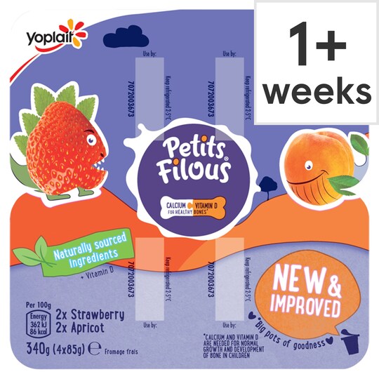 Petits Filous Apricot & Strawberry Fromage Frais 4X85g - Tesco Groceries