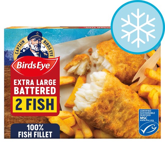 Birds Eye 2 Extra Large Battered Fish Fillets 320G - Tesco Groceries