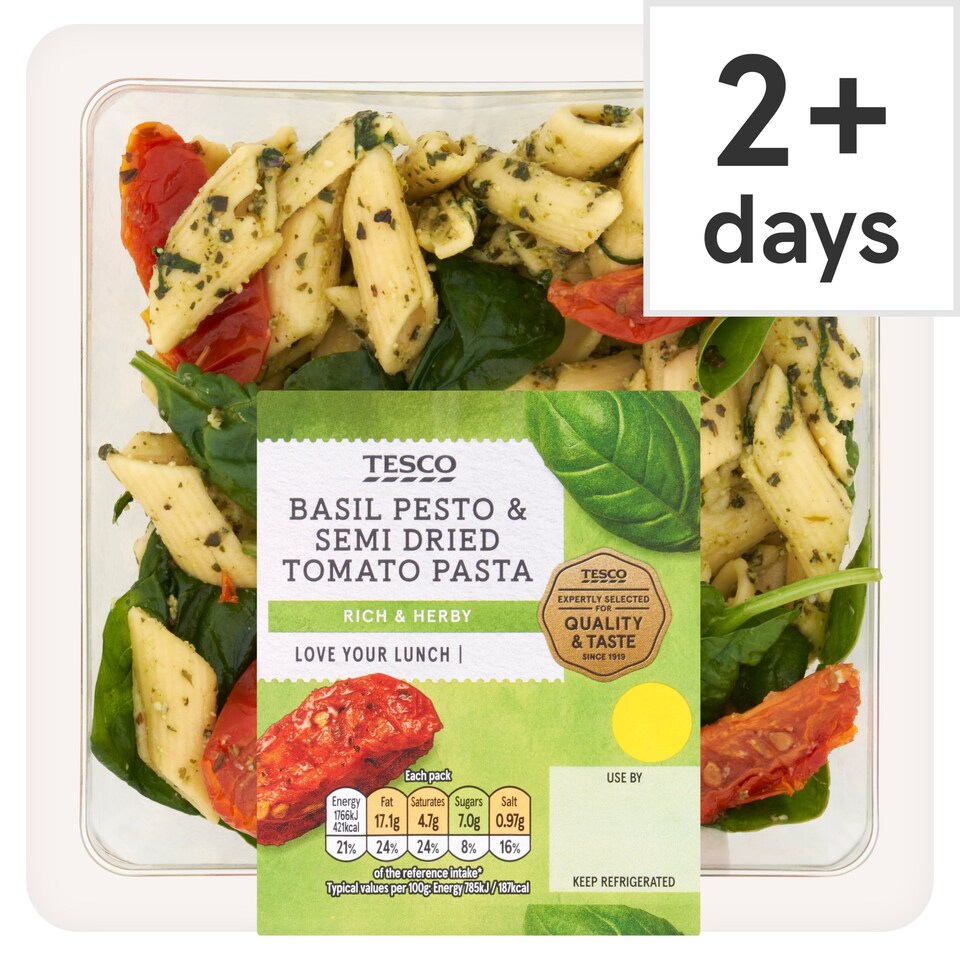 Tesco Pesto Pasta With Semi Dried Tomatoes 225G - Tesco Groceries
