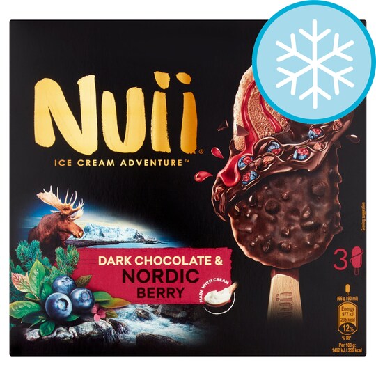 Nuii Dark Chocolate & Berry Ice Cream Sticks 3X90ml - Tesco Groceries