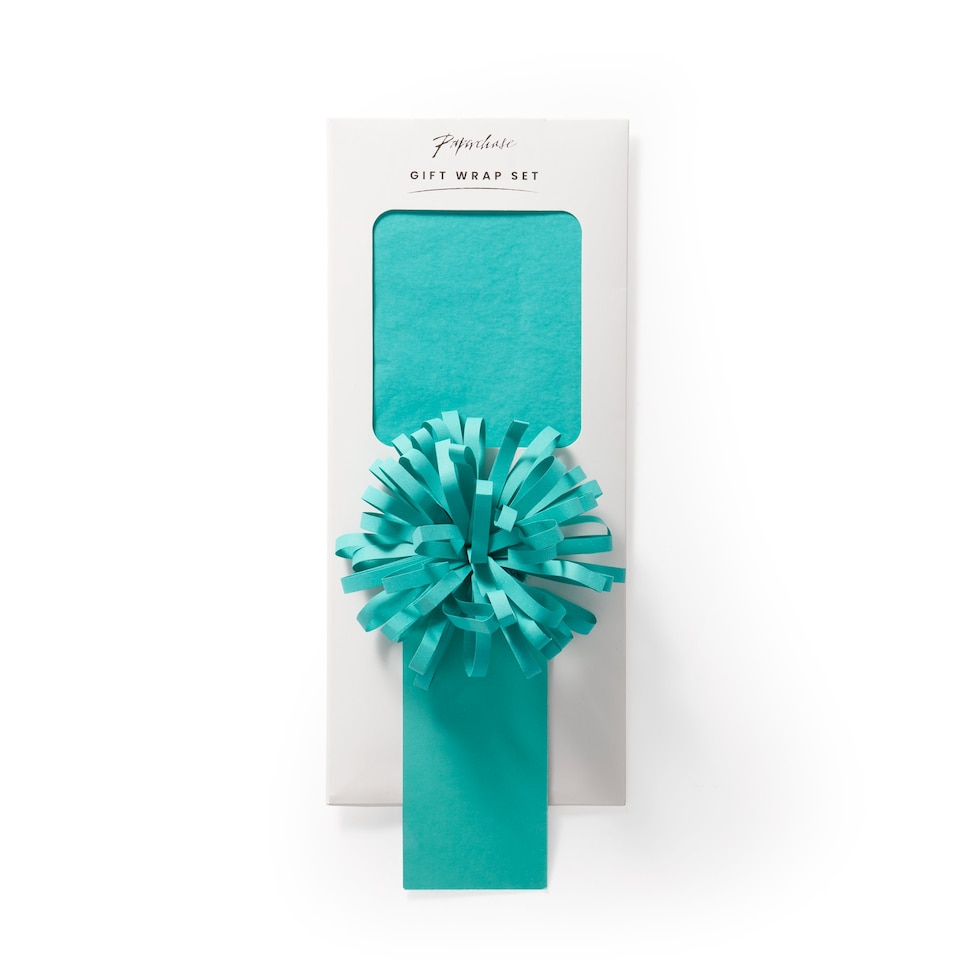 Paperchase Tissue Paper & Bow - Aqua - Tesco Groceries