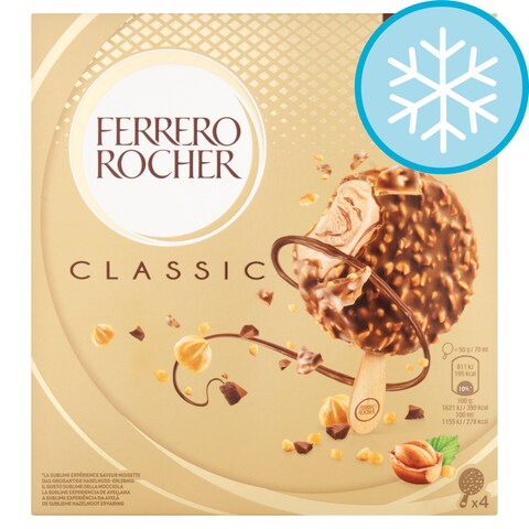 Ferrero Rocher Classic Ice Cream Sticks 4 X 70Ml - Tesco Groceries