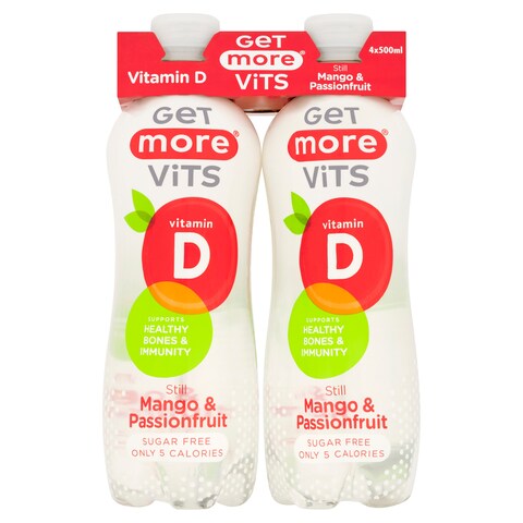 Get More Vits Vitamin D Still Mango & Passionfruit 4x500ml - Tesco ...
