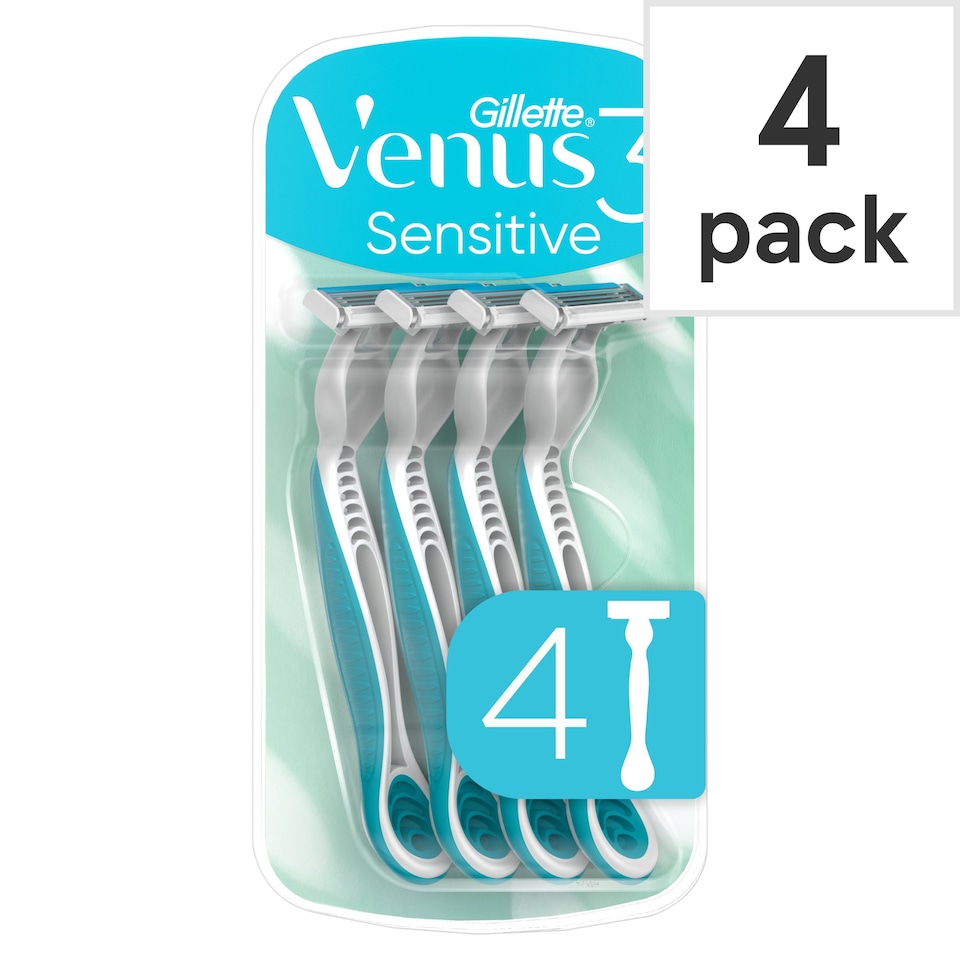 Gillette Venus 3 Sensitive Women's Disposable Razors 4 Pack - Tesco ...