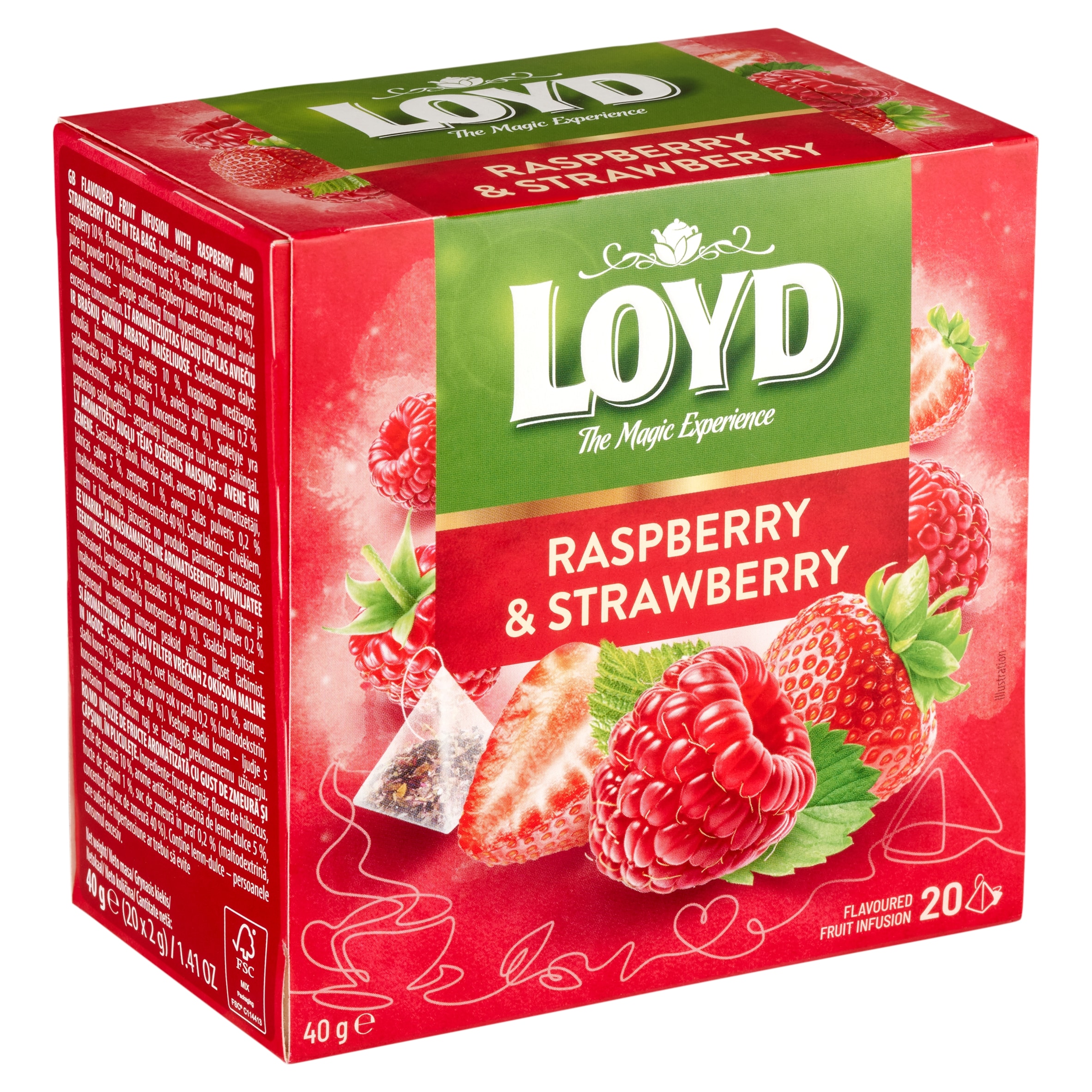 Loyd málna és eper íz& filteres gyümölcstea 20 filter 40 g - Tesco ...