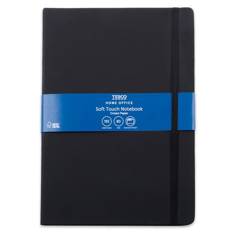 Tesco Black Soft Touch Notebook 192 Pages - Tesco Groceries