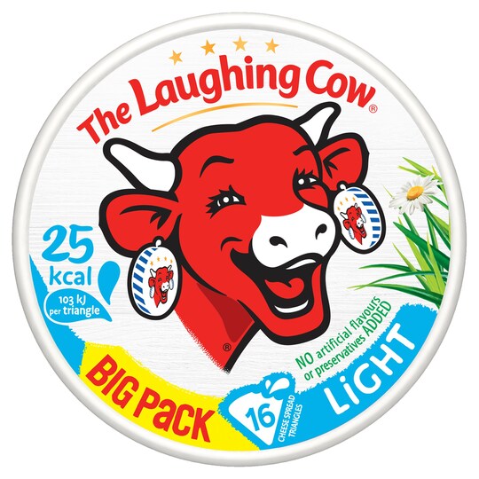 The Laughing Cow Light Cheese Spread Triangles 16Pk 267G - Tesco Groceries