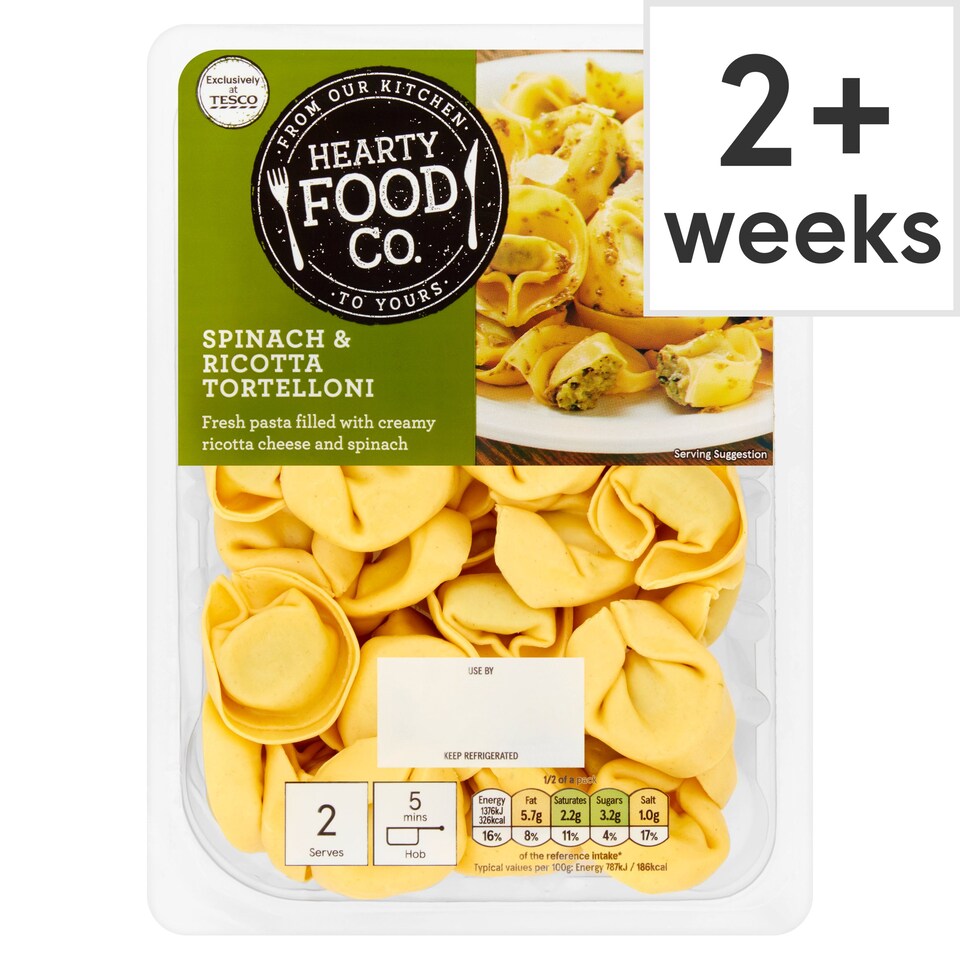 Hearty Food Co. Spinach & Ricotta Tortelloni 250G - Tesco Groceries