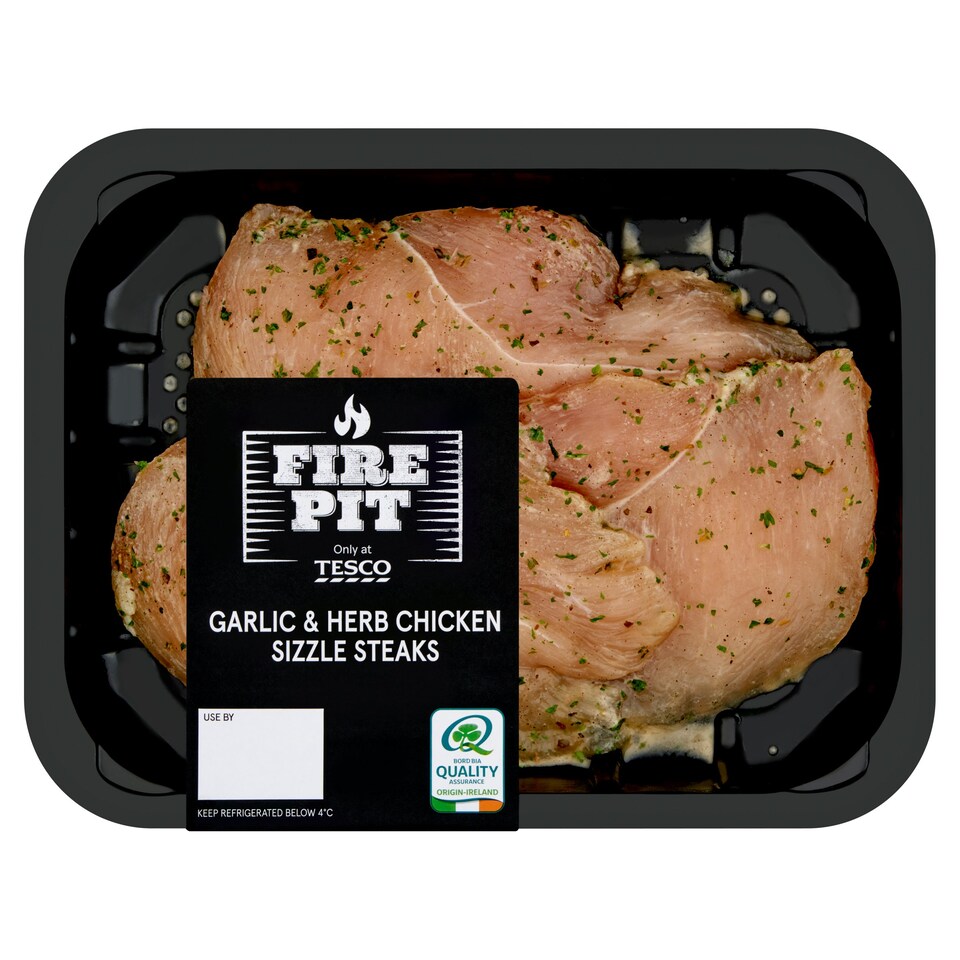 Tesco Fire Pit Garlic and Herb Chicken Sizzle Steaks 320g - Tesco Groceries