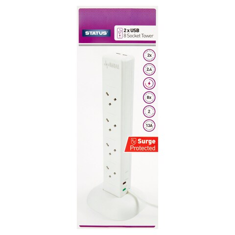 Status 2 Usb 8 Socket Extension Lead Tower - Tesco Groceries