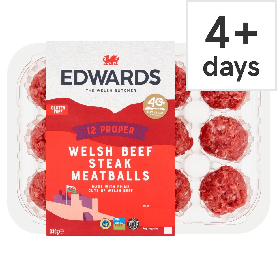 Edwards Welsh Beef Steak Meatballs 330G - Tesco Groceries
