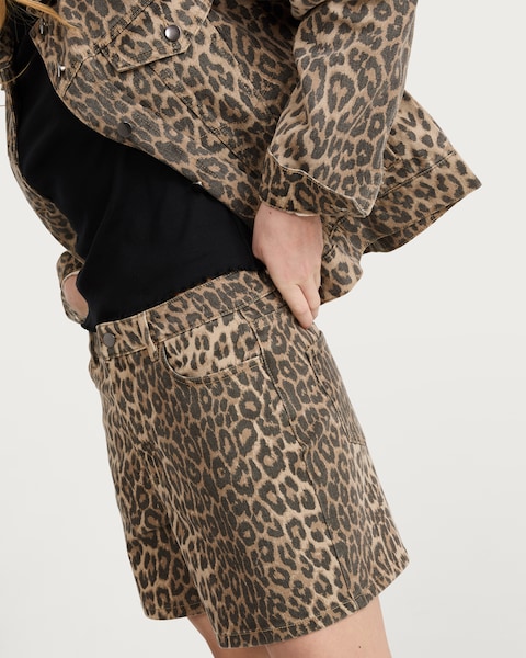 F&F Leopard Print Denim Shorts in Brown - Tesco Groceries