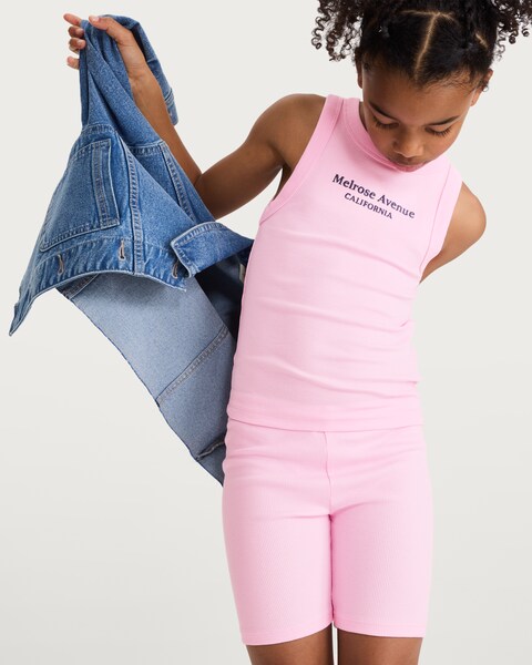 F&F Girls 2-Pack Melrose Avenue Slogan Vests in Multi - Tesco Groceries