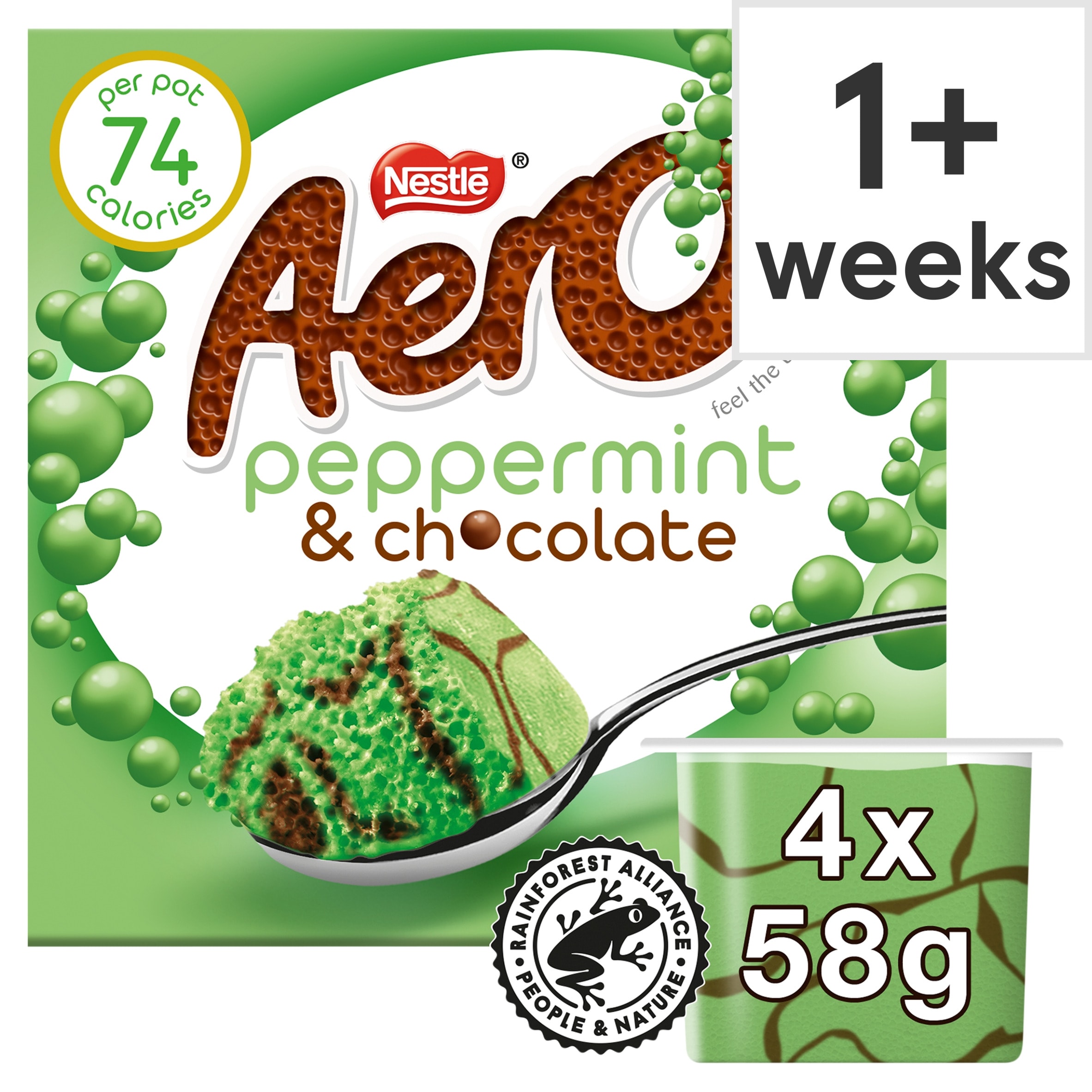 Nestle Aero Peppermint Chocolate Mousse 4x58g - Tesco Groceries