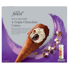 Tesco Finest 4 Triple Chocolate Cones 340g - Tesco Groceries