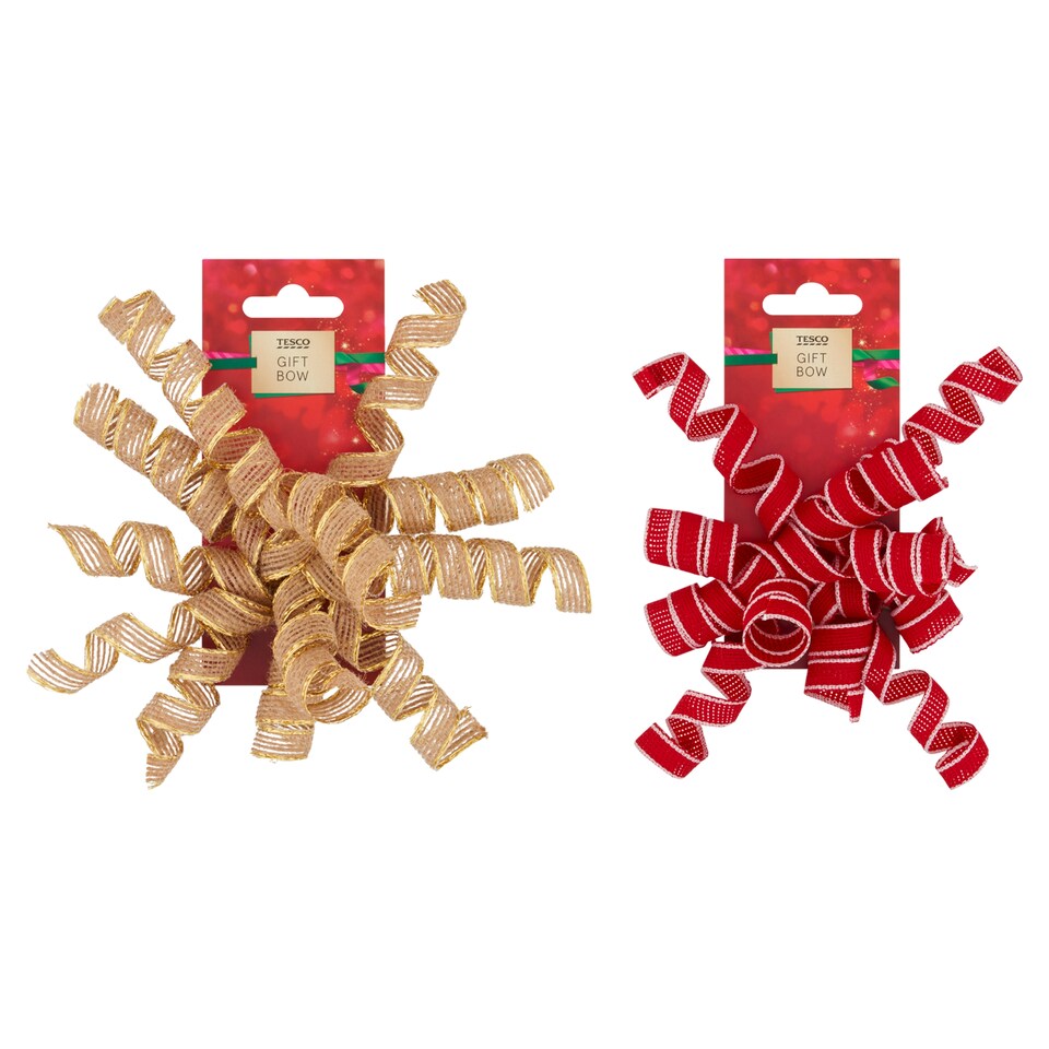 Tesco Curl bow Red & Hessian assortment - Tesco Groceries