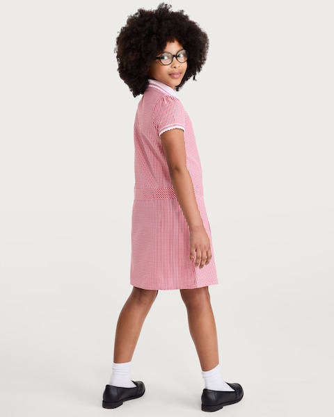 F&F School Girls 2-Pack Gingham Pleated Dresses in Red - Tesco Groceries