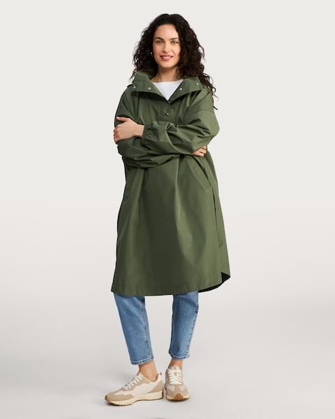 F&F Hooded Poncho Raincoat in Khaki - Tesco Groceries