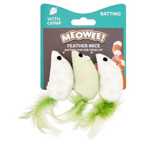Meowee Feather Mice Cat Toy 3 Pack - Tesco Groceries