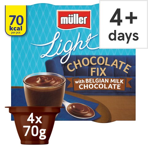 Muller Light Chocolate Fix Milk Chocolate Dessert 4X70g - Tesco Groceries