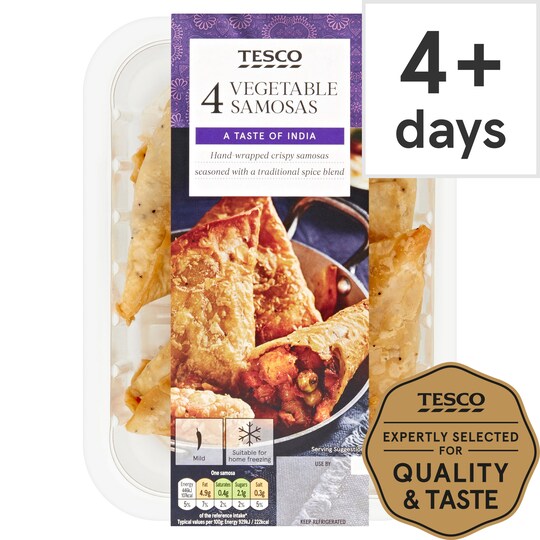 Tesco 4 Vegetable Samosas 216G - Tesco Groceries