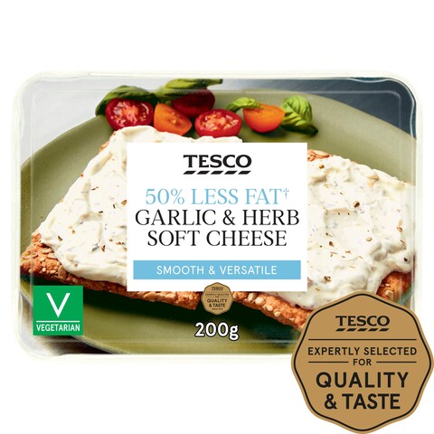 Tesco Soft Cheese 50% Less Fat Garlic & Herb 200G - Tesco Groceries