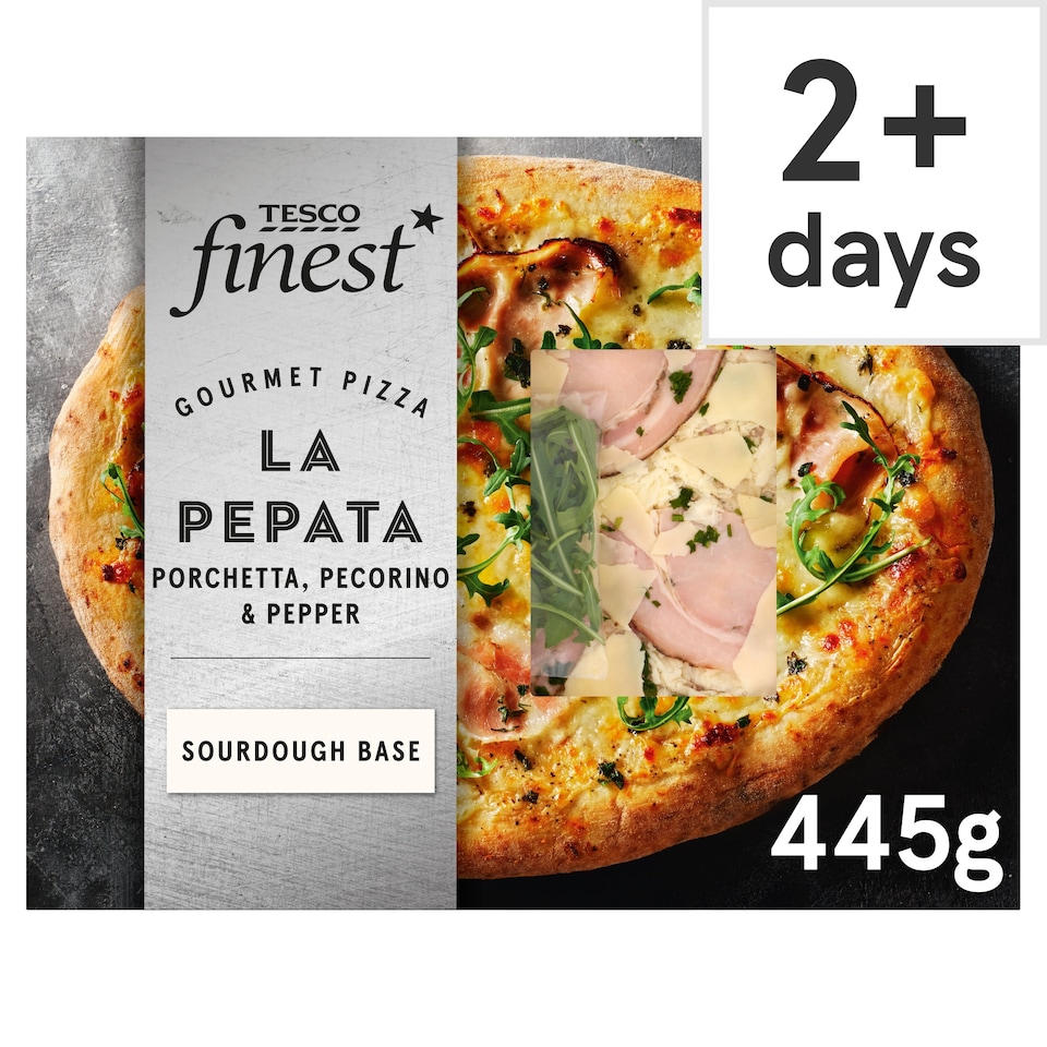 Tesco Finest La Pepato Porchetta, Pecorino and Pepper Pizza 445g ...