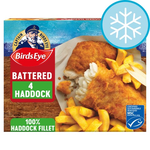 Birds Eye 4 Battered Haddock Fillets 440G - Tesco Groceries