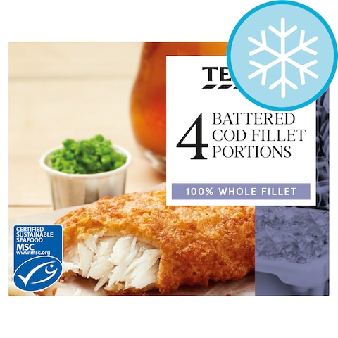 Tesco 4 Battered Cod Fillets 500G - Tesco Groceries