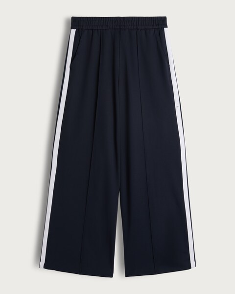 F&F Side Stripe Wide Leg Trousers in Navy - Tesco Groceries