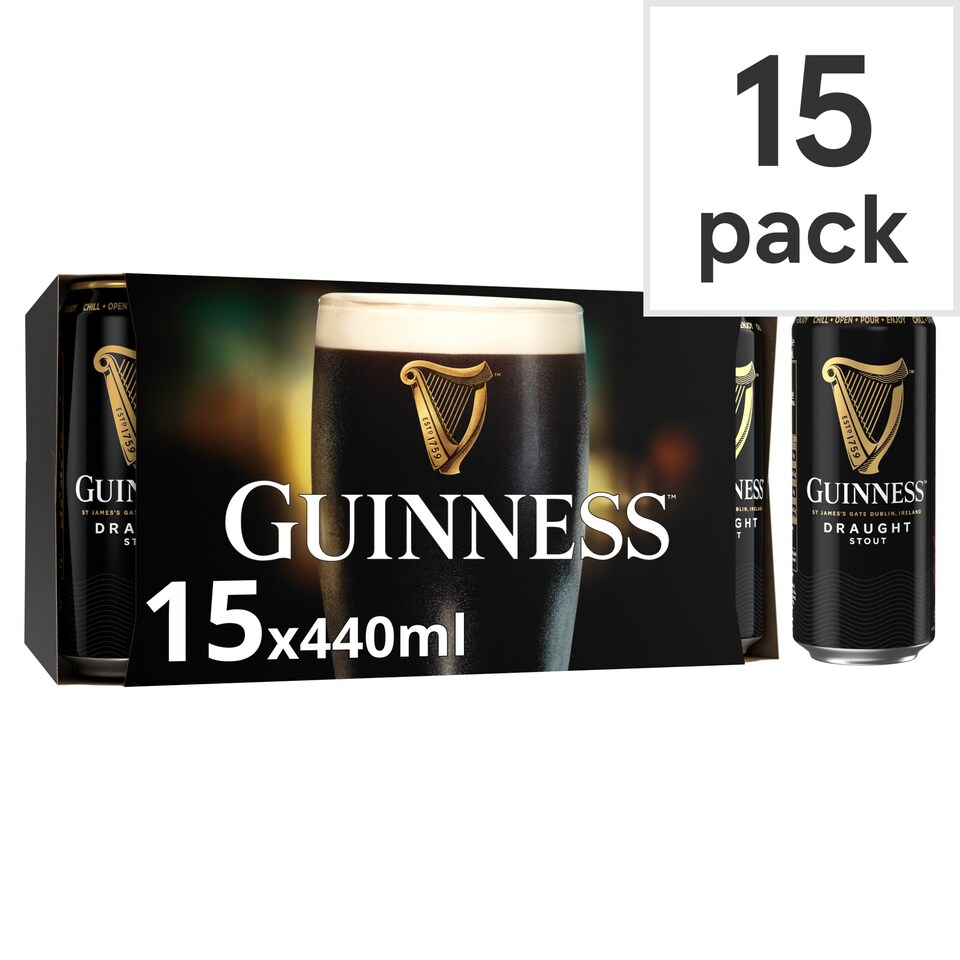 Guinness Draught Stout Beer Can 4.1% Vol 15x440ml - Tesco Groceries