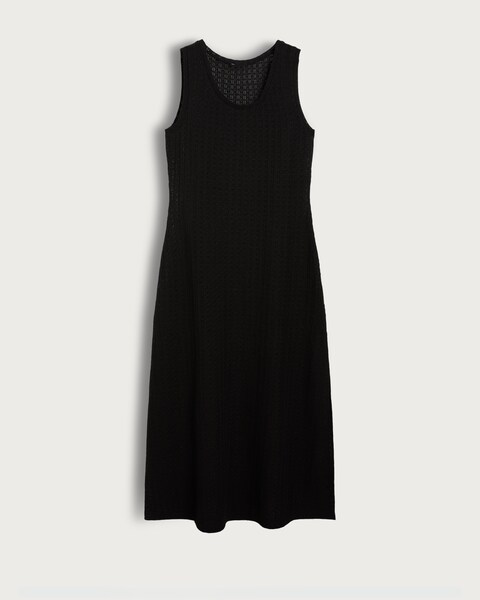 F&F Sleeveless Textured Maxi Beach Dress with Cotton in Black - Tesco ...