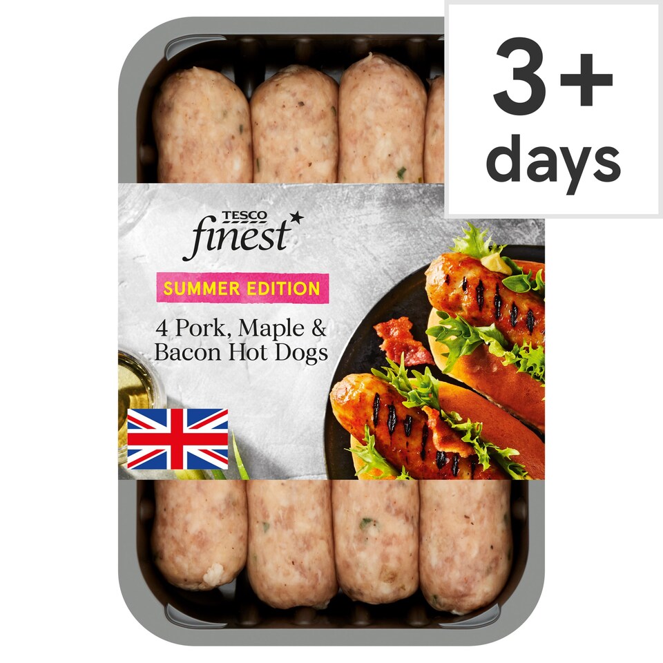 Tesco Finest 4 Pork Maple & Bacon Hot Dogs 400G - Tesco Groceries