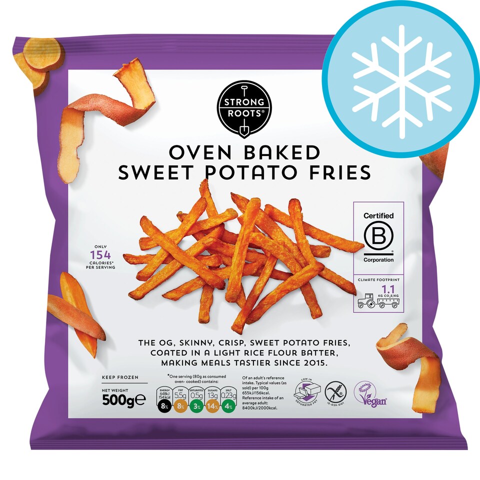 Strong Roots Oven Baked Sweet Potato Fries 500G - Tesco Groceries