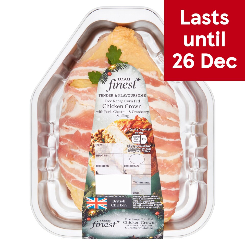 Tesco Finest Chicken Crown with Chestnut & Cranberry Stuffing 0.9kg - 1 ...