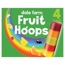 Dale Farm Fruit Hoops Ice Lollies 4X65ml - Tesco Groceries