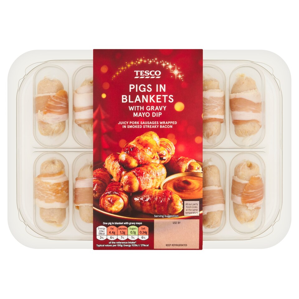 Tesco 12 Pigs in Blankets with Gravy Mayonnaise 290g - Tesco Groceries