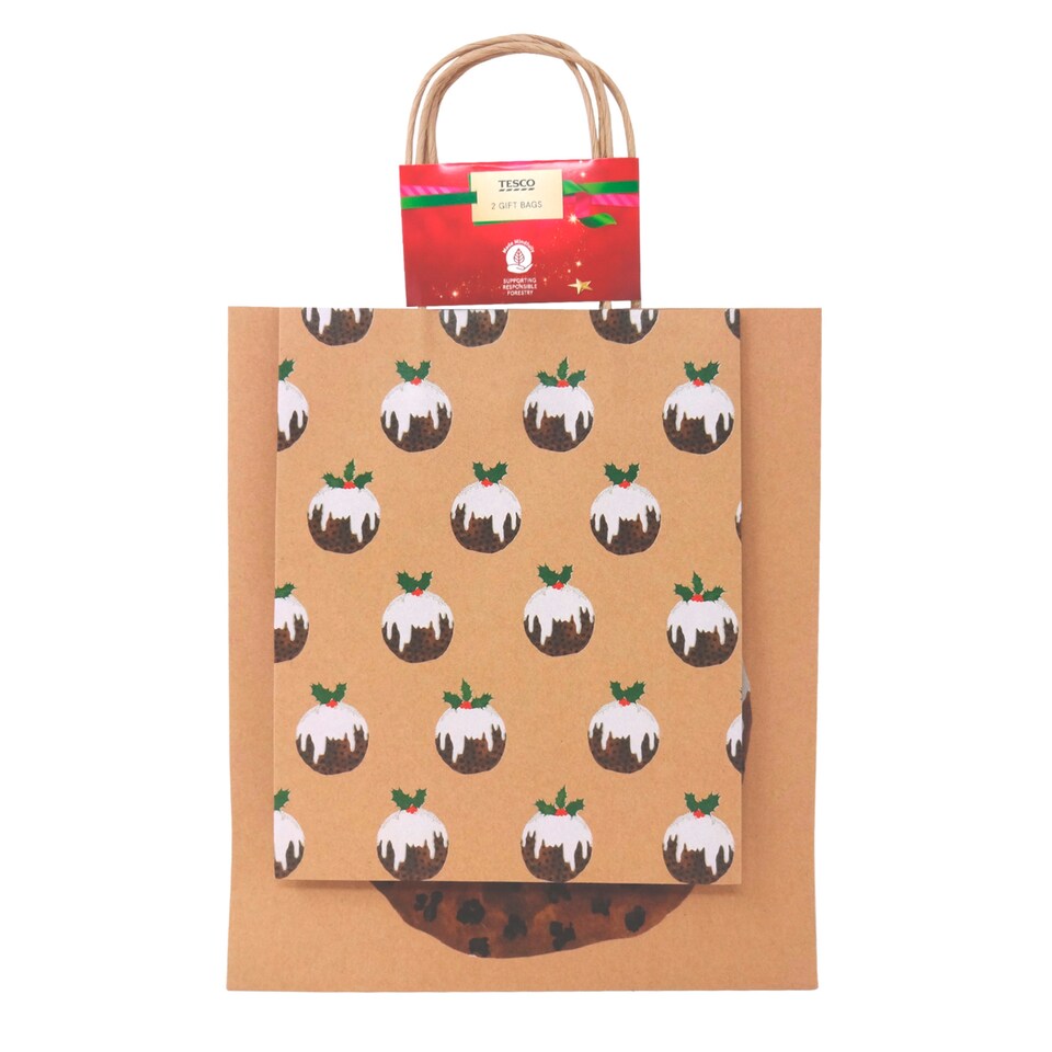Tesco Christmas pudding 2 pack gift bags - Tesco Groceries
