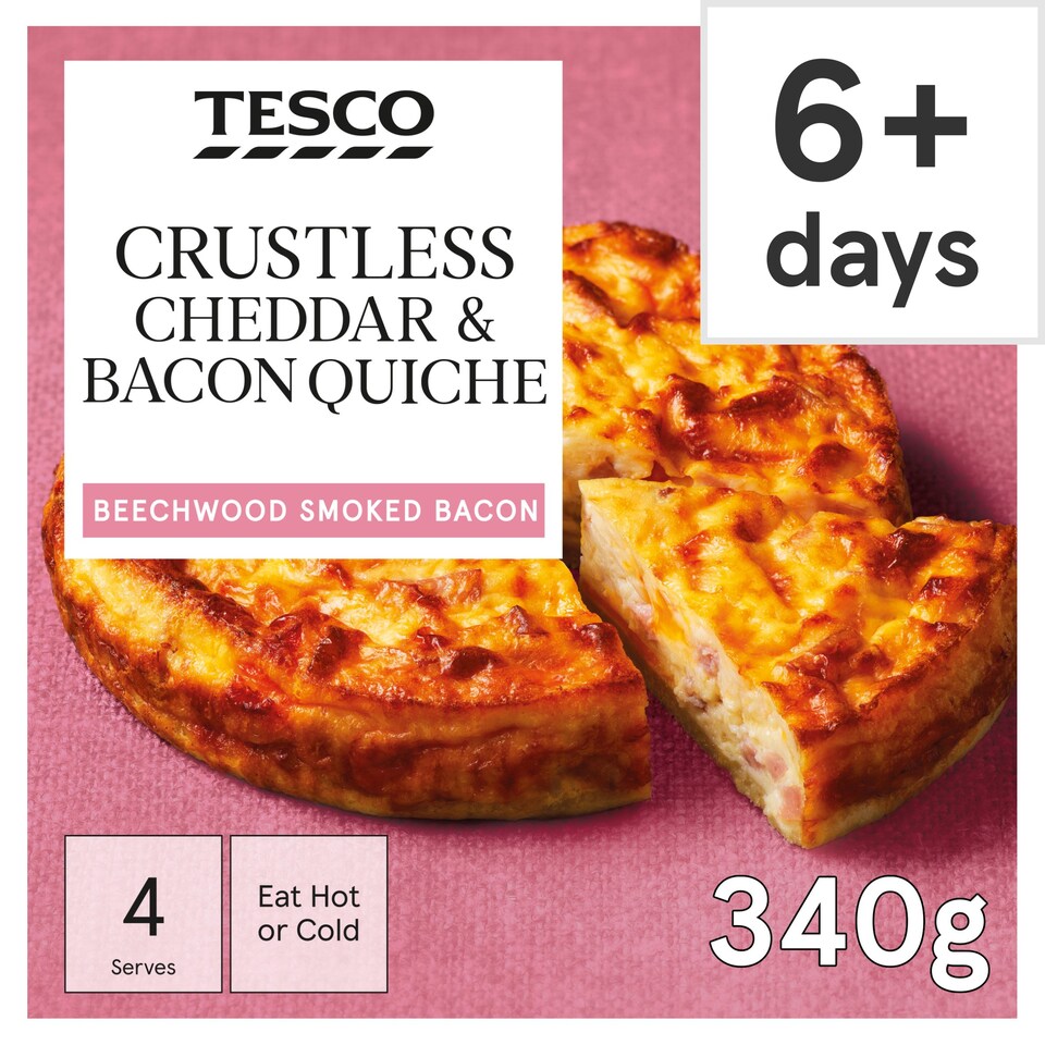 Tesco Crustless Cheddar & Bacon Quiche 340G - Tesco Groceries