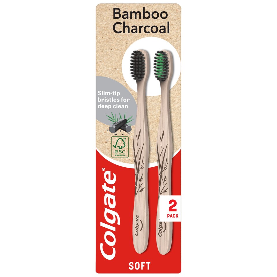 Colgate Bamboo Toothbrush 2 Pack - Tesco Groceries