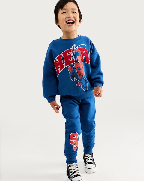 Marvel Spider-Man Cotton Rich Hero Sweatshirt and Joggers Set in Blue ...