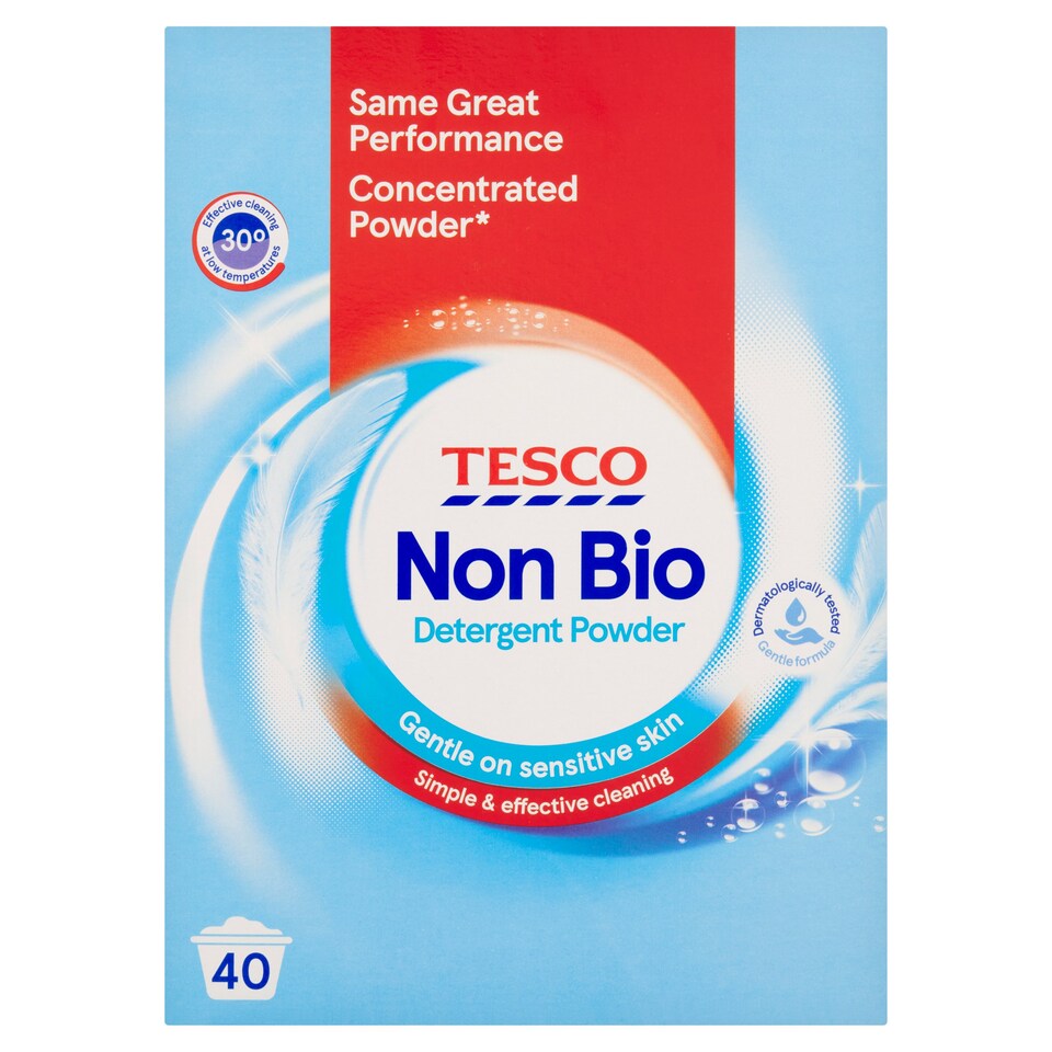 Tesco Non Bio Detergent Powder 40 Wash 2kg - Tesco Groceries