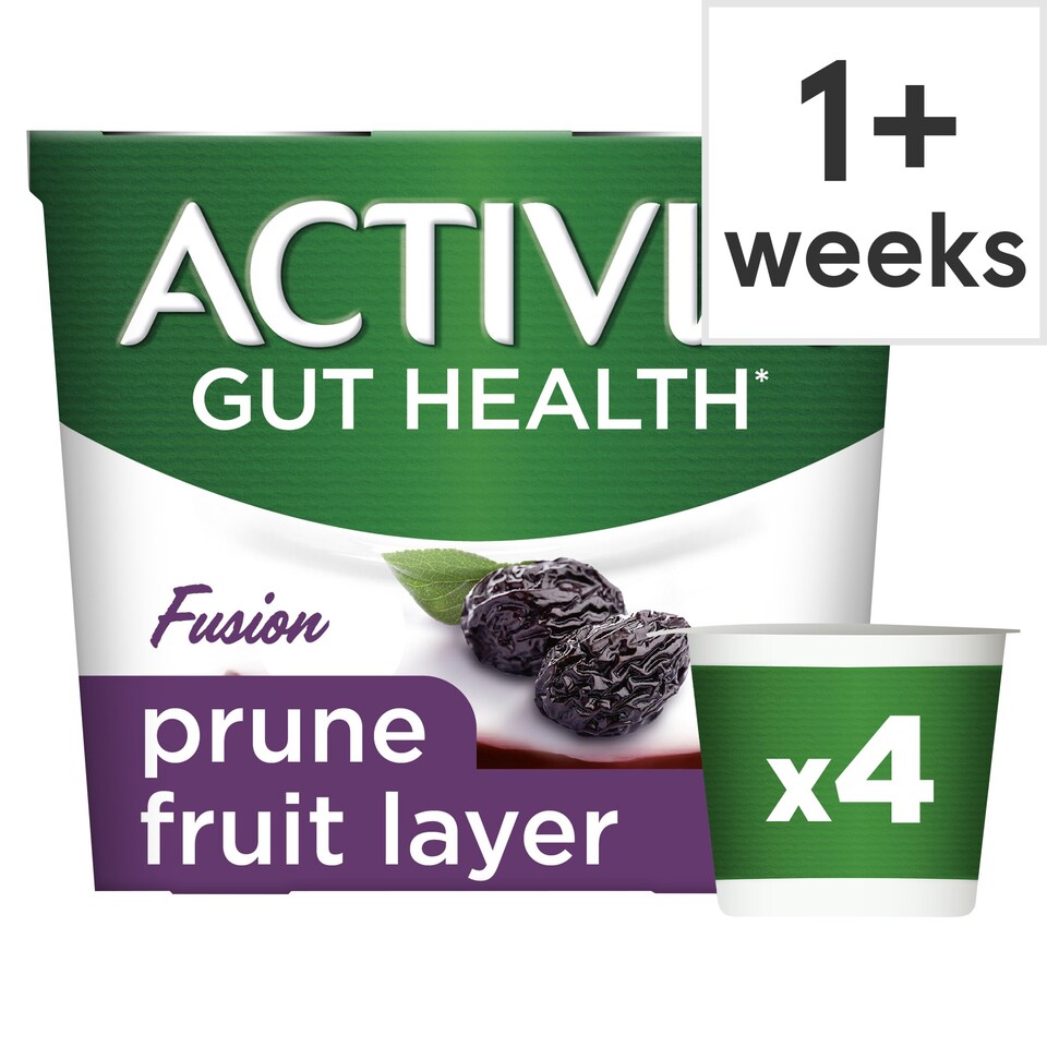 Activia Fusions Prune Gut Health Yoghurt 4x120g - Tesco Groceries