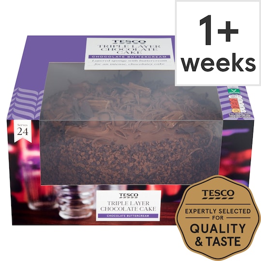 Tesco Triple Layer Chocolate Cake Each - Tesco Groceries