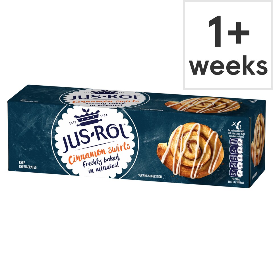Jus-Rol Ready To Bake 6 Cinnamon Swirl 320G - Tesco Groceries