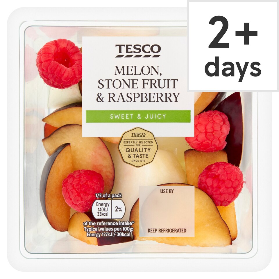 Tesco Melon Stone Fruit Raspberries 220G - Tesco Groceries