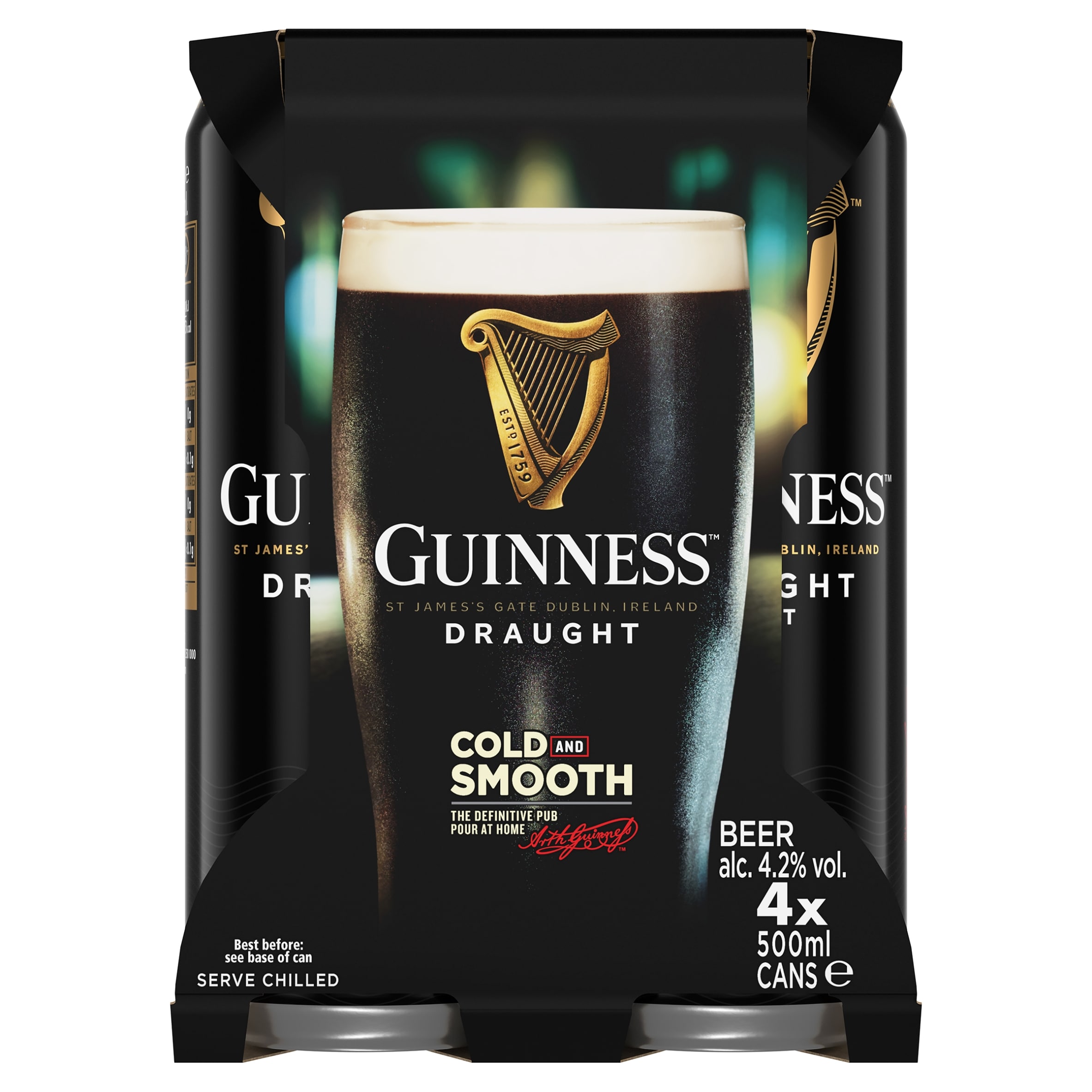 Guinness Draught Beer 4 X 500Ml - Tesco Groceries
