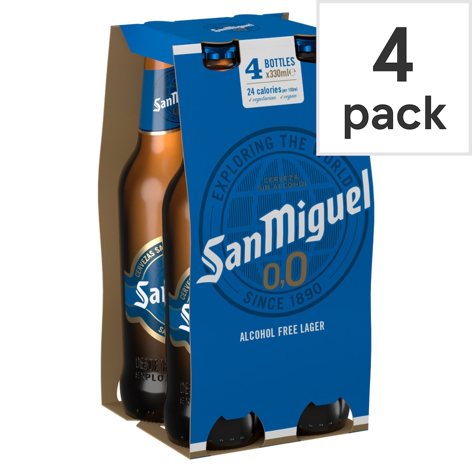 San Miguel Especial Alcohol Free 0,0% Lager Beer Bottle 4x330ml - Tesco ...
